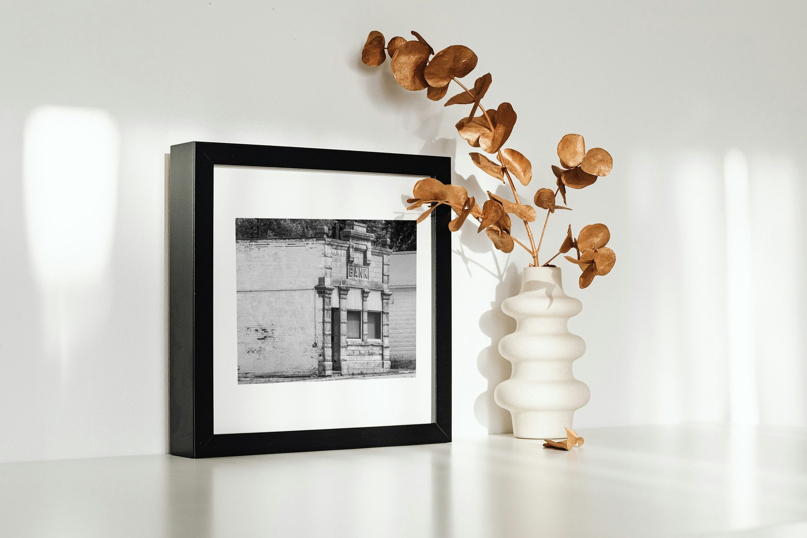 Photo in Black and White of an Old Bank. Historic Architecture ...