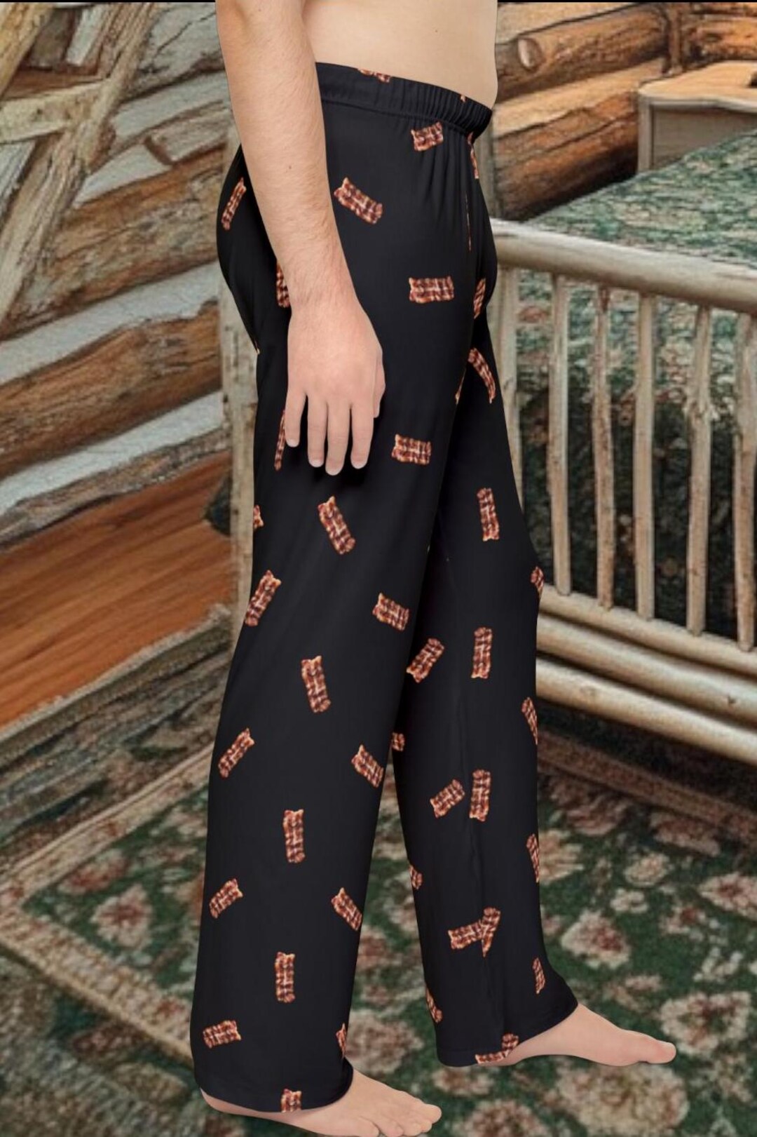 Men's Black Pajama Pants, Funny Pj's, Loungewear, Sleepwear, PJ Bottoms ...