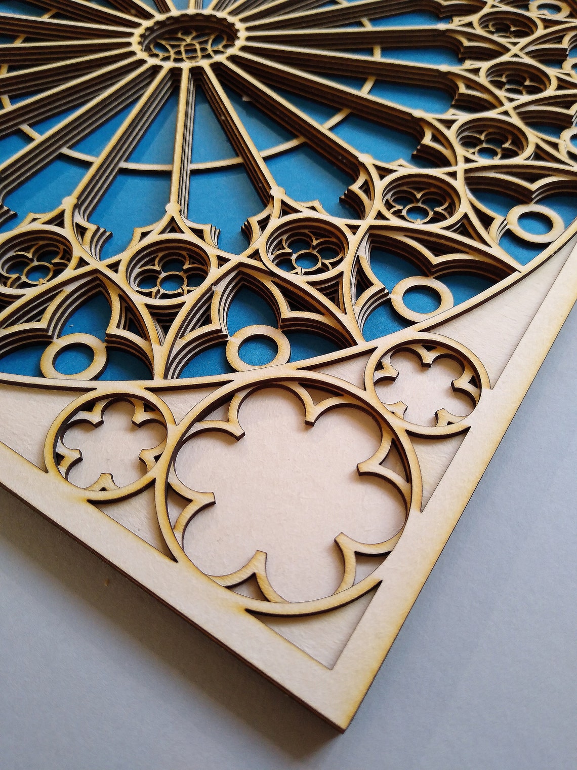 Gothic Cathedral Rose Window 01, Pattern for Laser Cutting, Layered ...