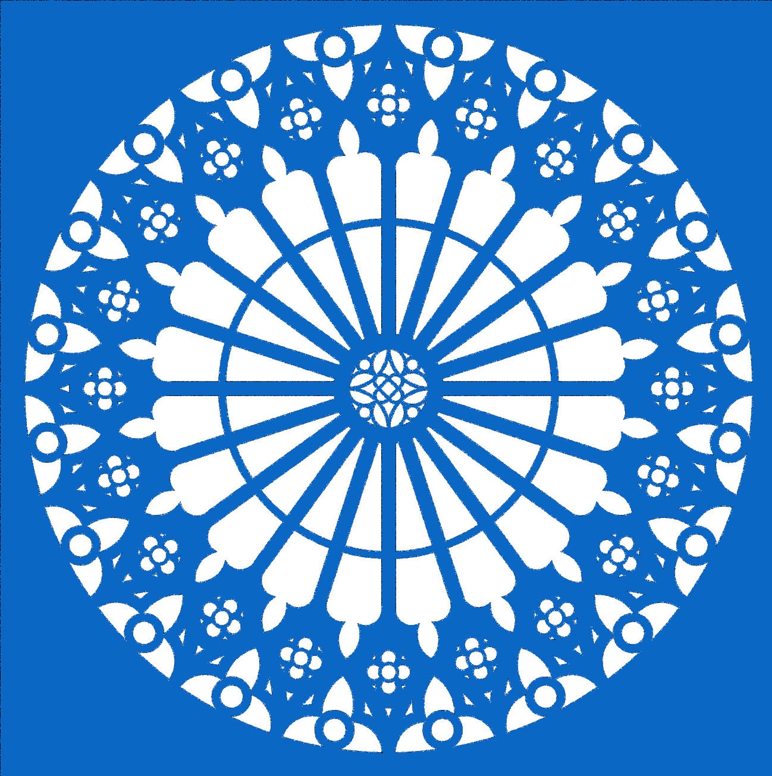 Gothic Cathedral Rose Window 01, Pattern for Laser Cutting, Layered ...