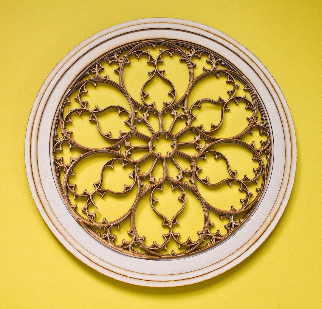 Gothic Cathedral Rose Window 03, Pattern for Laser Cutting, Layered ...
