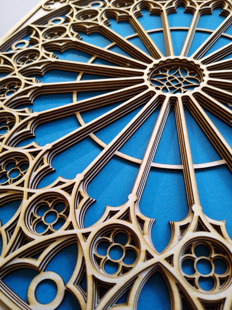 Gothic Cathedral Rose Window 01, Pattern for Laser Cutting, Layered ...