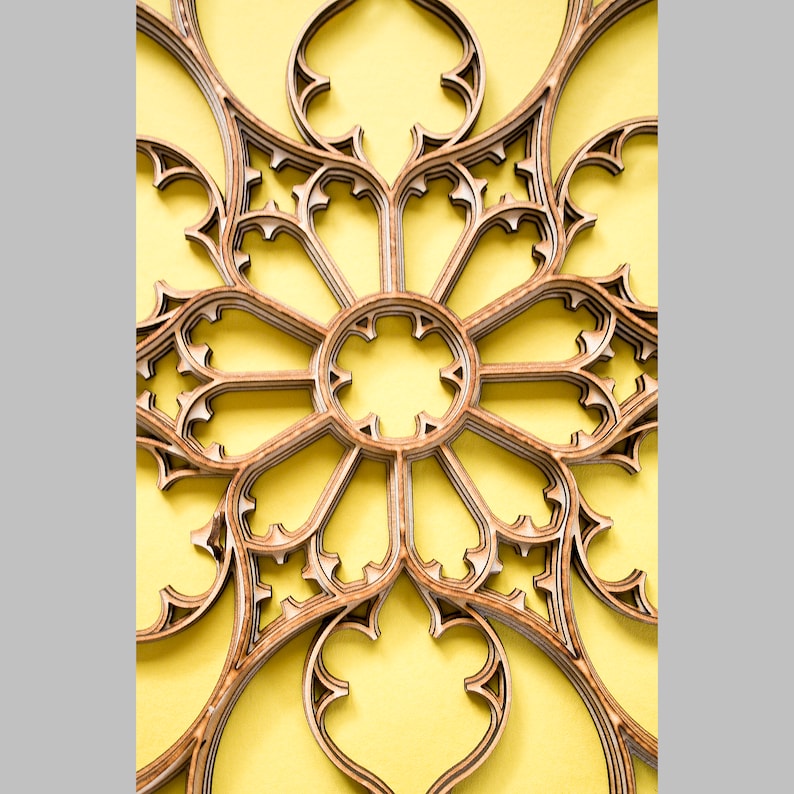 Gothic Cathedral Rose Window 03, Pattern for Laser Cutting, Layered ...