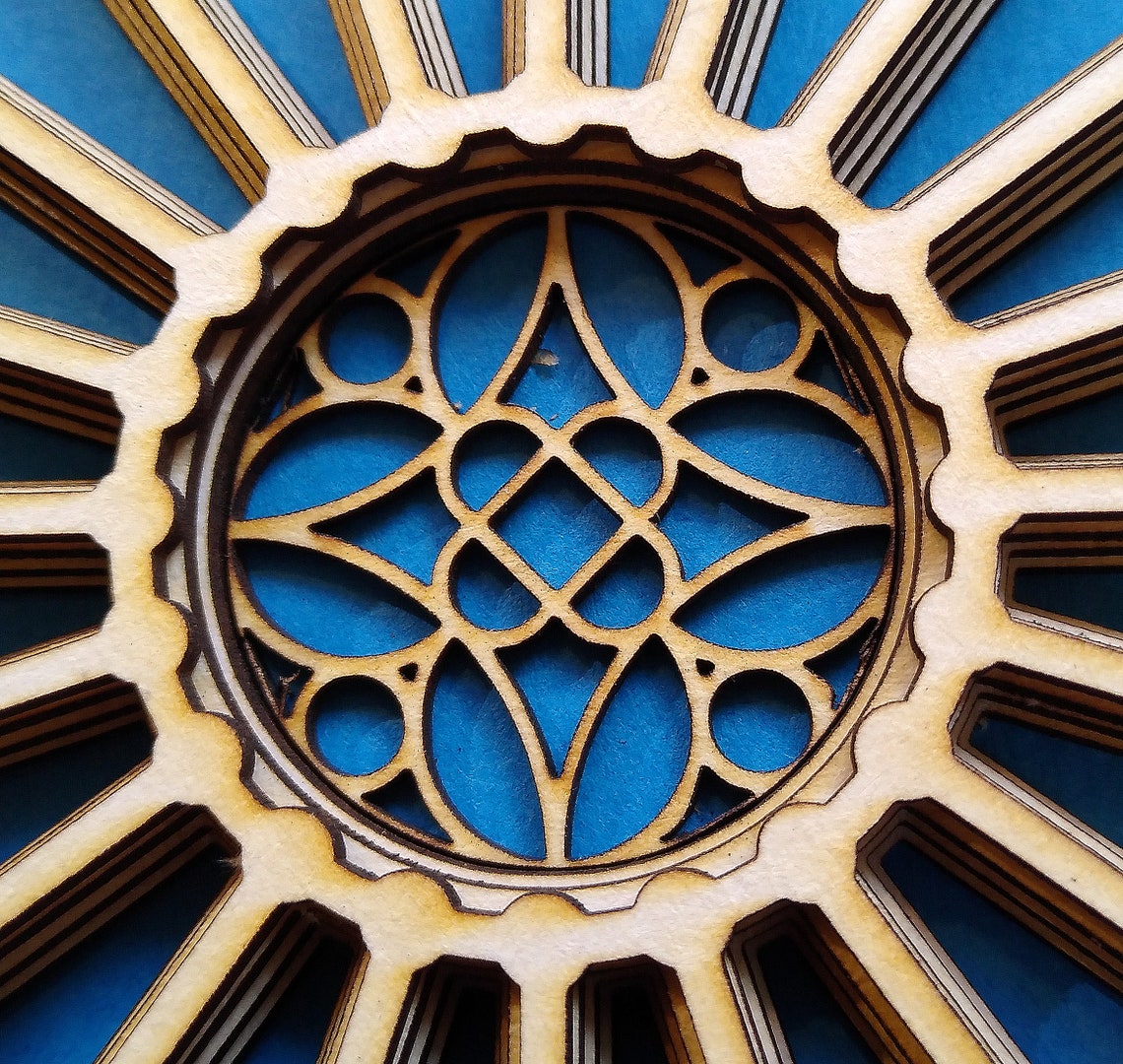 Gothic Cathedral Rose Window 01, Pattern for Laser Cutting, Layered ...