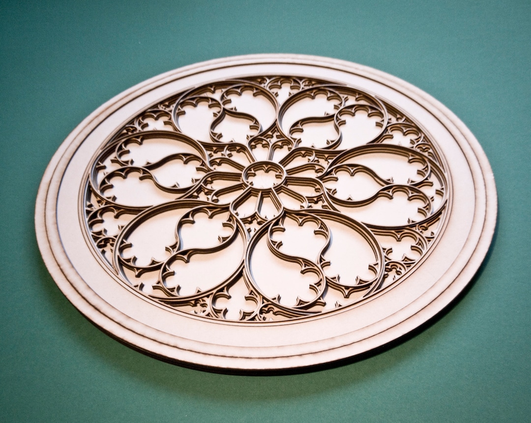 Gothic Cathedral Rose Window 03, Pattern for Laser Cutting, Layered ...