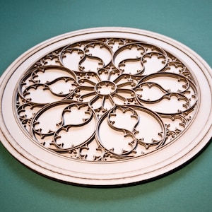 Gothic Cathedral Rose Window 03, Pattern for Laser Cutting, Layered ...
