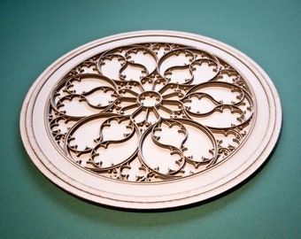 Gothic Cathedral Rose Window 01, Pattern for Laser Cutting, Layered ...