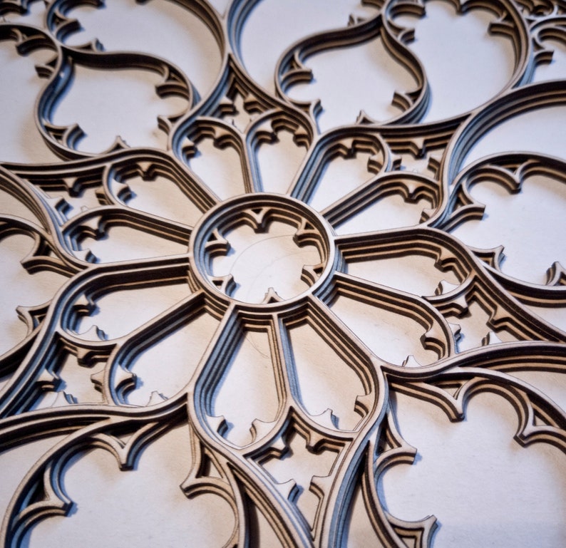 Gothic Cathedral Rose Window 03, Pattern for Laser Cutting, Layered ...