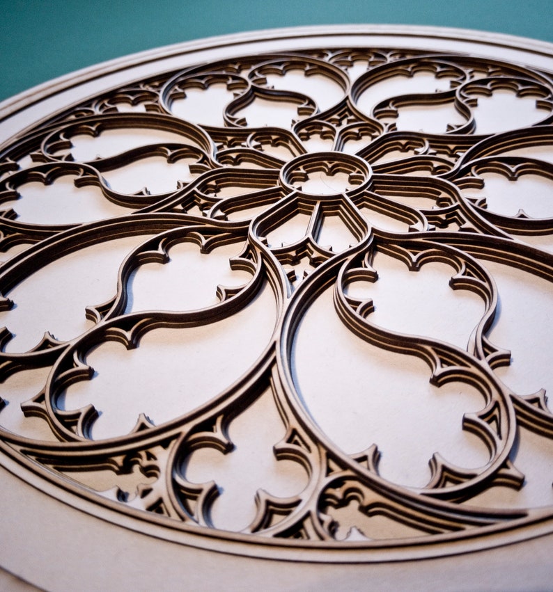 Gothic Cathedral Rose Window 03, Pattern for Laser Cutting, Layered ...