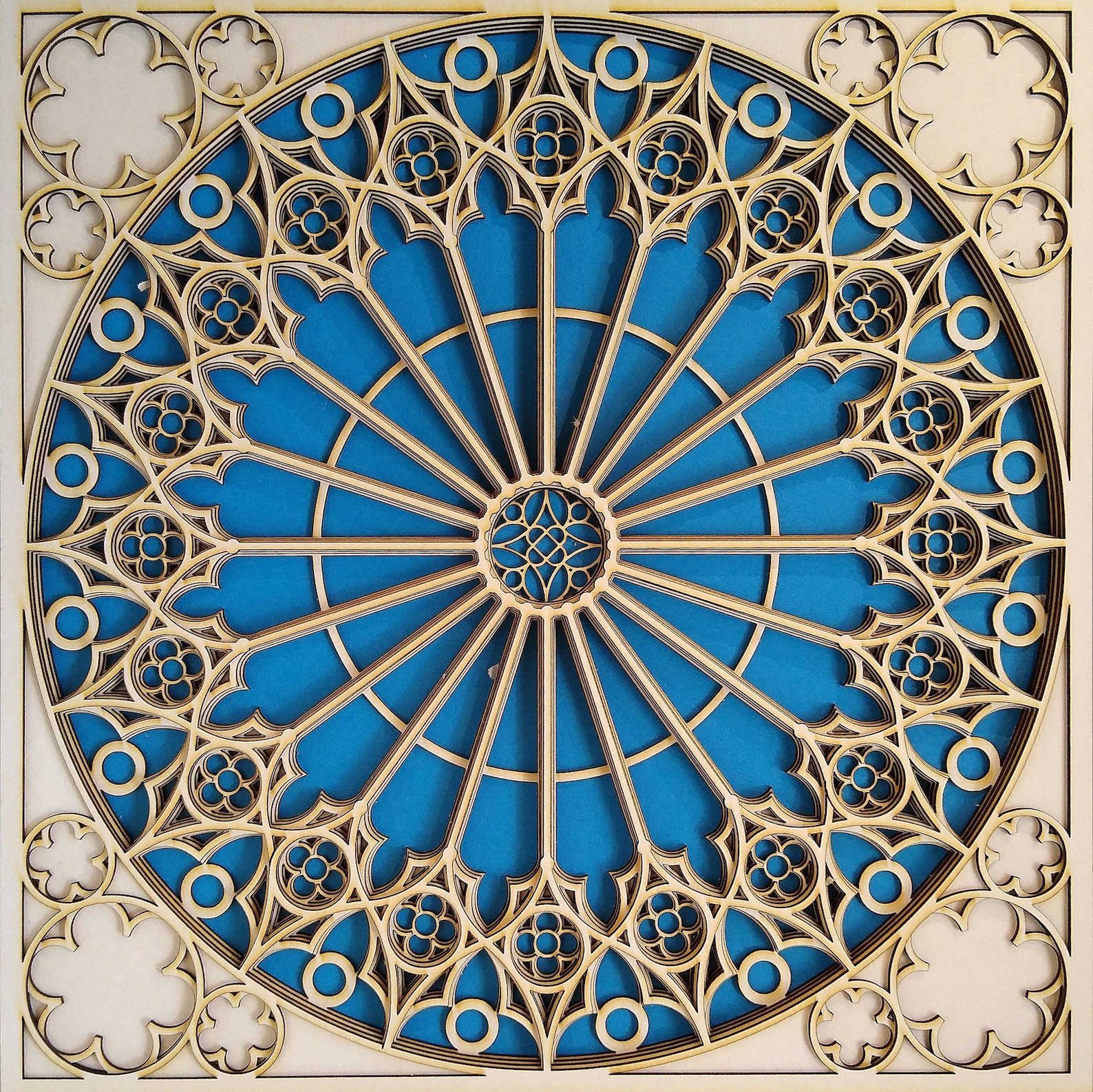 Gothic Cathedral Rose Window 01, Pattern for Laser Cutting, Layered Digital File, Dfx, Dwg, Svg ...