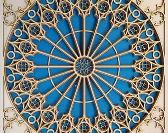 Gothic Cathedral Rose Window 02, Pattern for Laser Cutting, Layered ...