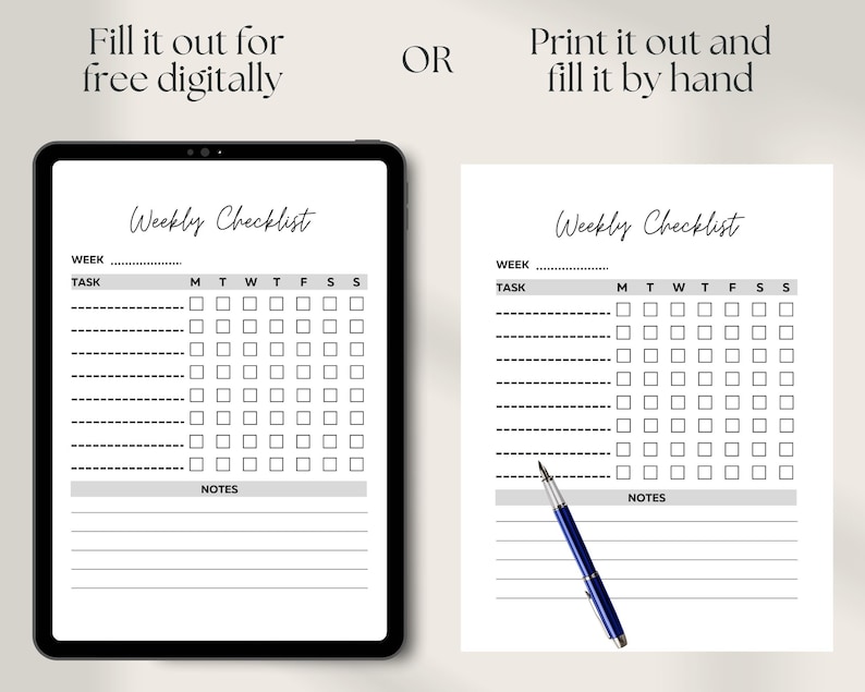 Weekly Self-care Checklist, Printable Weekly to Do List, Daily ...