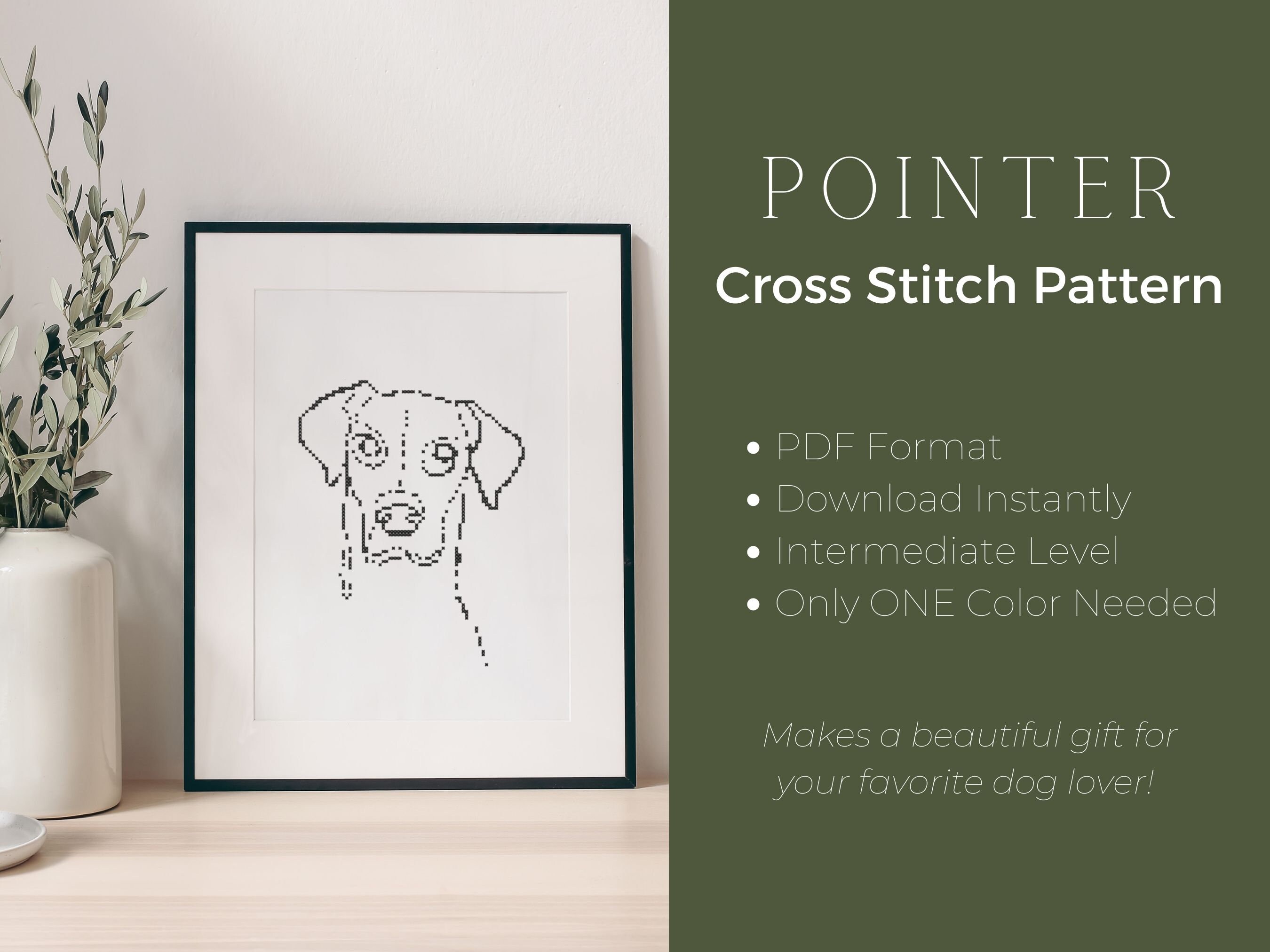 Dog Cross Stitch Pattern | Pointer Cross Stitch | Cross Stitch Pattern ...