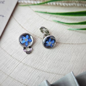 Forget Me Not Clip-on Earrings, Pressed Flower Jewellery for Women ...