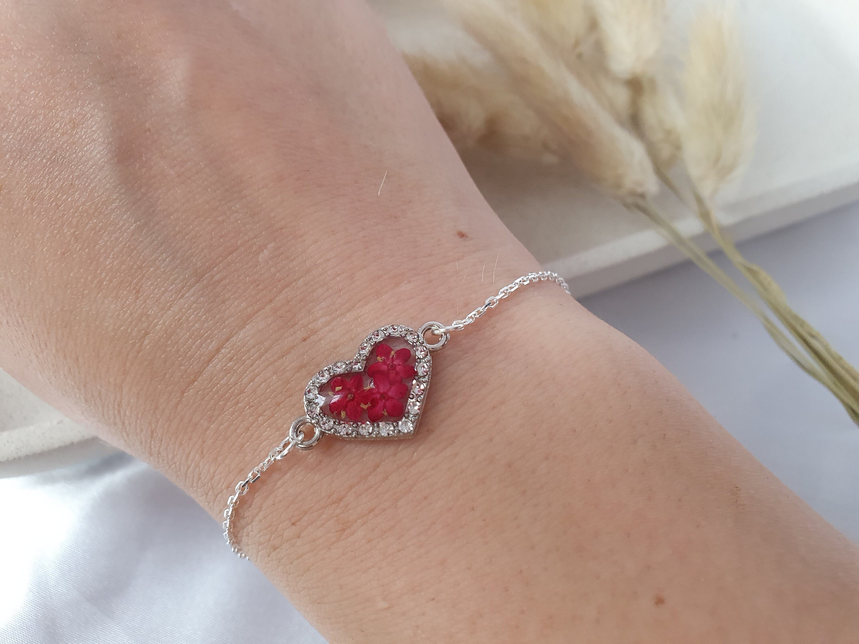 Floral Heart Bracelet for Women, Special Occasion Jewellery Gift ...