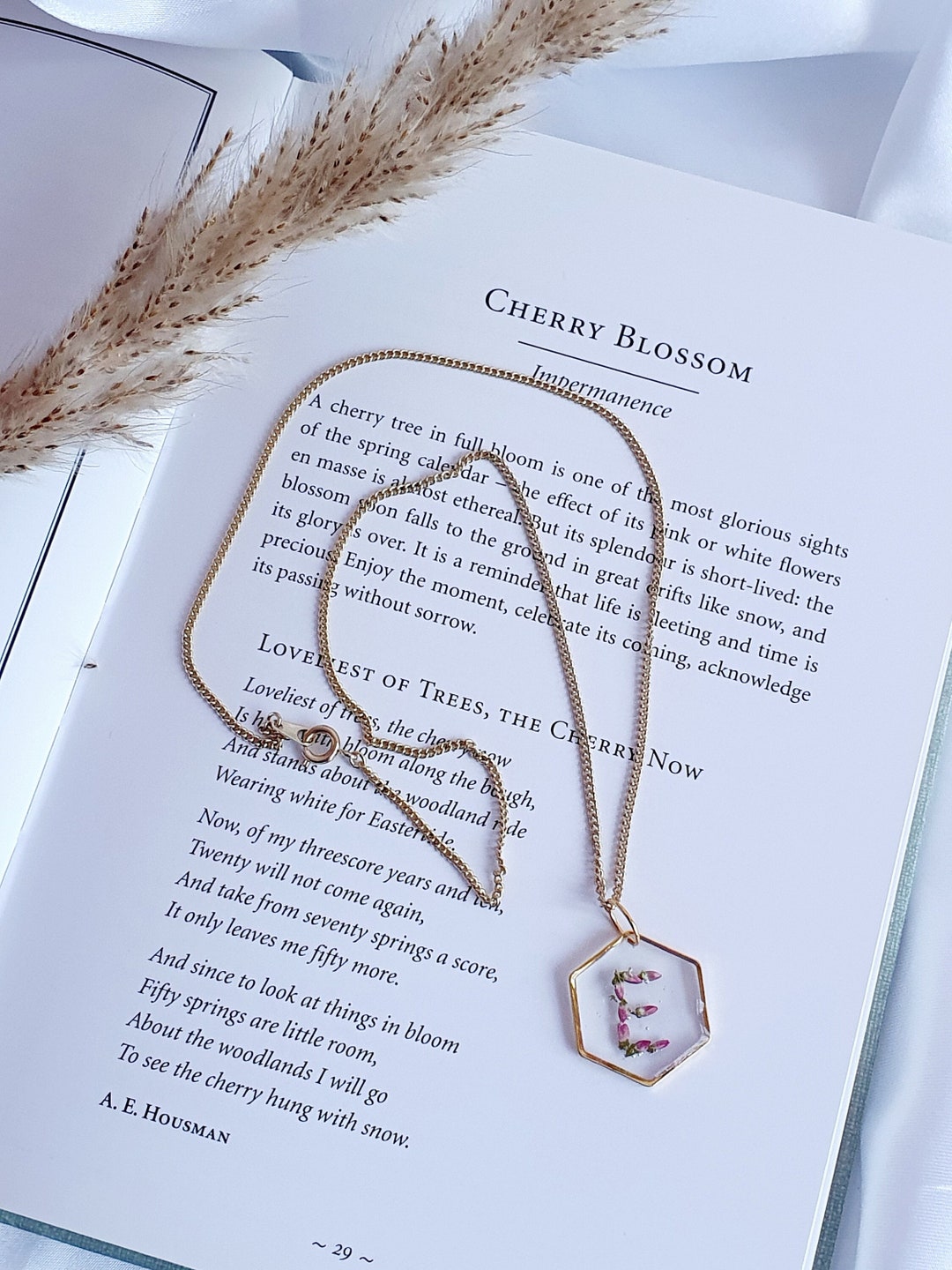 Initial Necklace in Boho Style, Monogram Pendant With Golden Chain ...