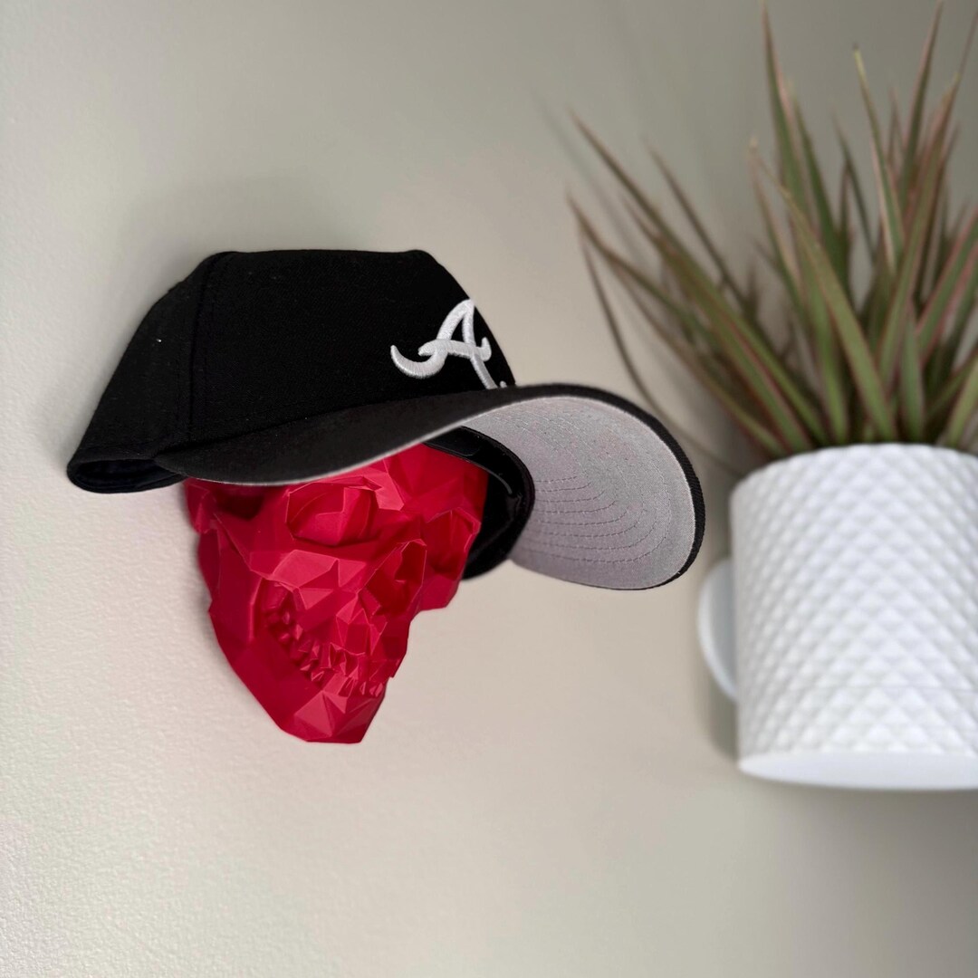 Hat Holder – Wall Mounted Cap Display, Modern 3D Printed Skull Decor ...