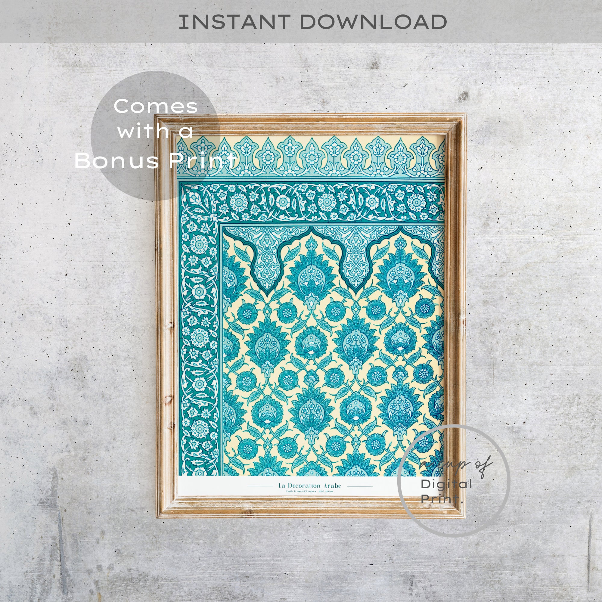 Vintage Arabic Pattern Printable Wall Art, Antique Arab Print, Middle ...
