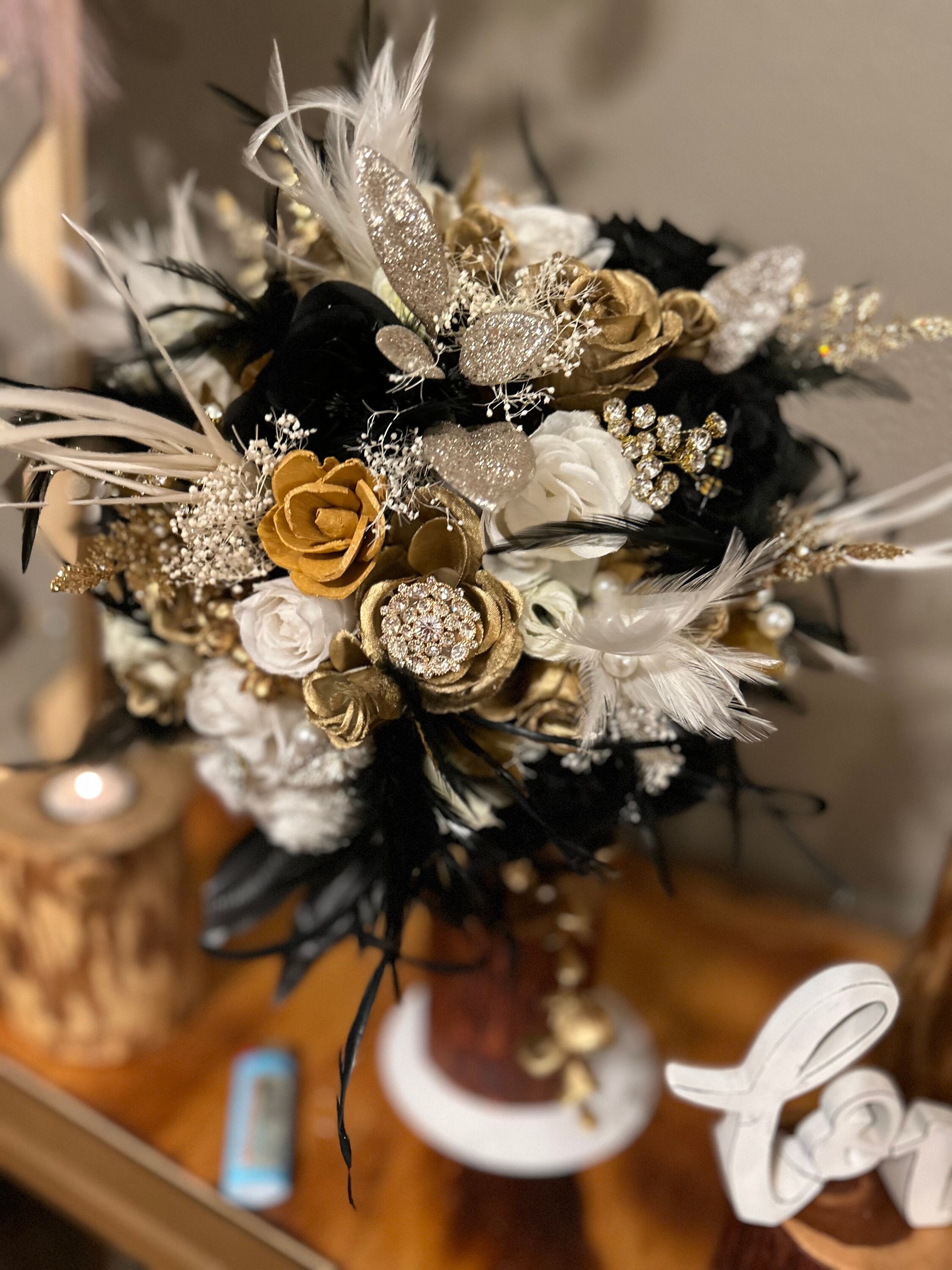 Black, Gold and White Glam Bouquet - Etsy