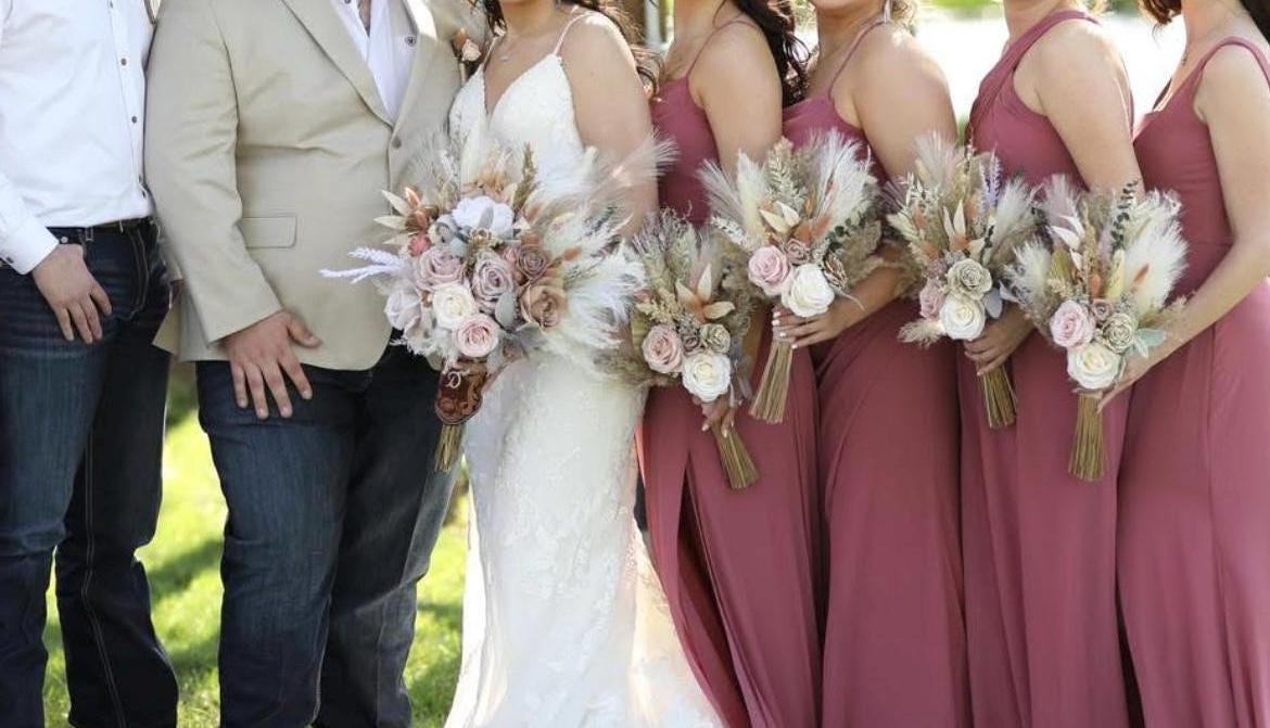 Boho/rustic Wedding Florals Blush Cream Dusty Rose - Etsy