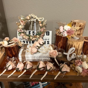 Boho/rustic Wedding Florals Blush Cream Dusty Rose - Etsy