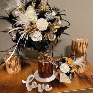 Black, Gold and White Glam Bouquet - Etsy