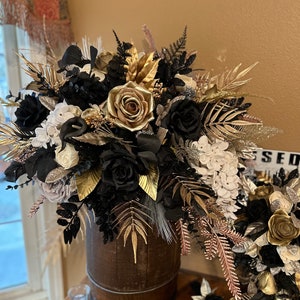 Black, Gold and White Bouquets and Wedding Florals - Etsy