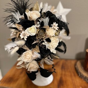 Black, Gold and White Bouquets and Wedding Florals - Etsy