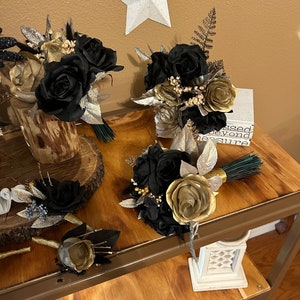 Black, Gold and White Bouquets and Wedding Florals - Etsy
