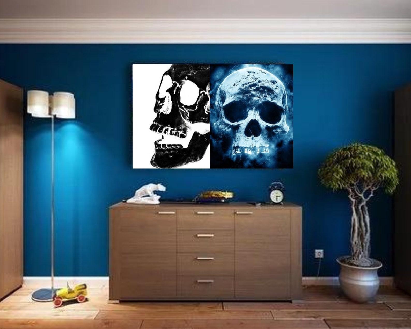 Dual Skull Contrast Light and Dark Instant Printable Download - Etsy