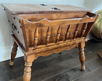 Vintage Dough Box Ethan Allen Magazine Rack End Table Nightstand ...