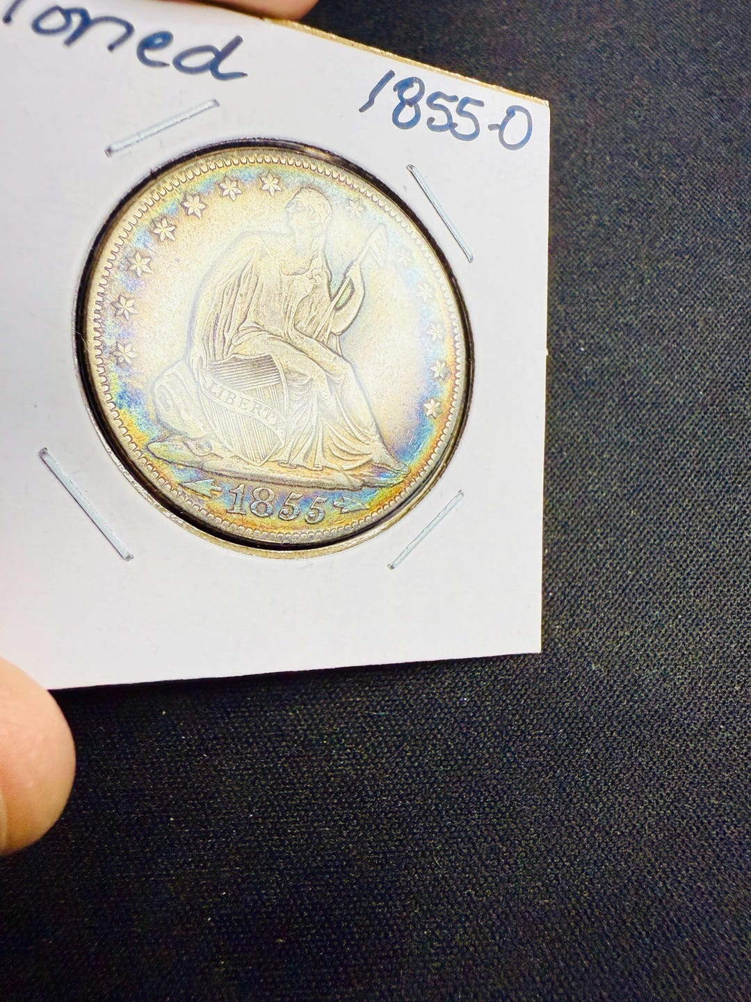 1855-O Arrows Seated Half Dollar High Grade Amazing Rainbow Toning 90% ...