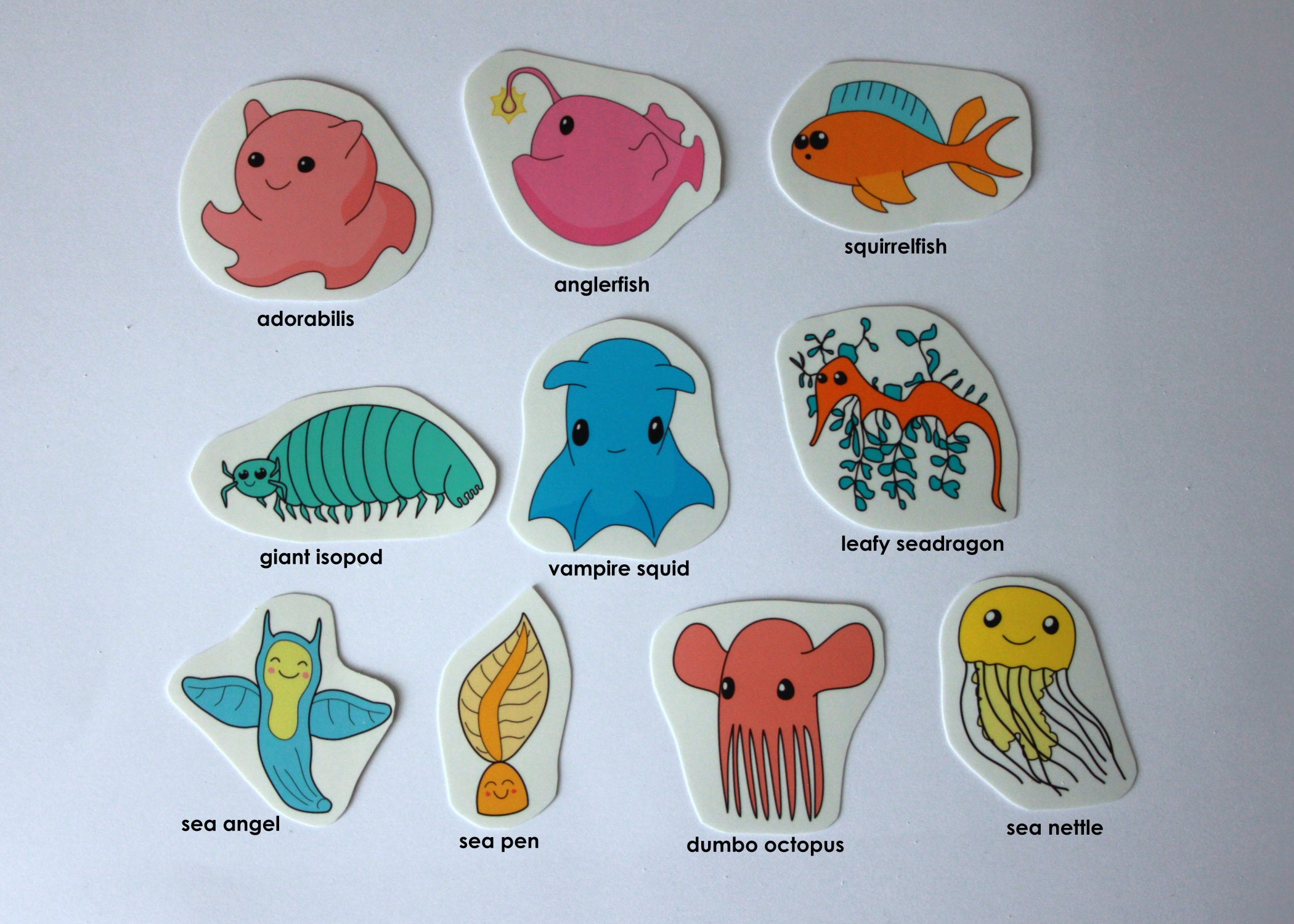 Deep Sea Creatures Sticker Pack - Etsy Canada