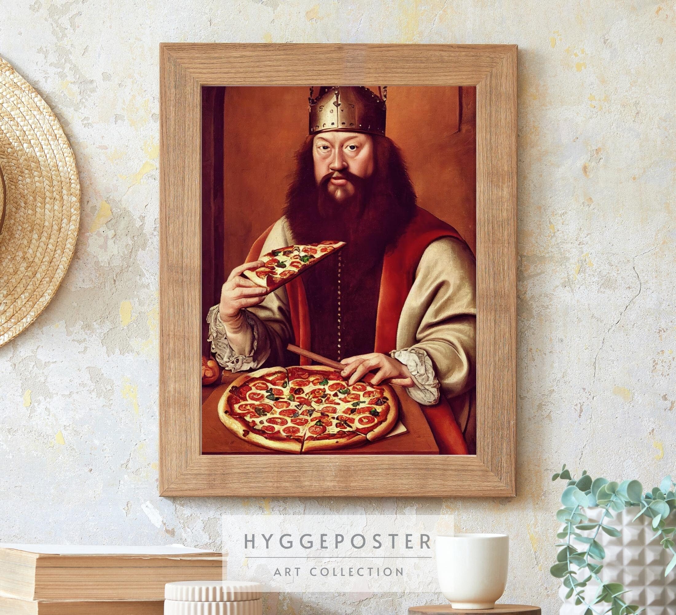 Medival King Eating Pizza, Medival Portrait Funny, Medival King Eating ...