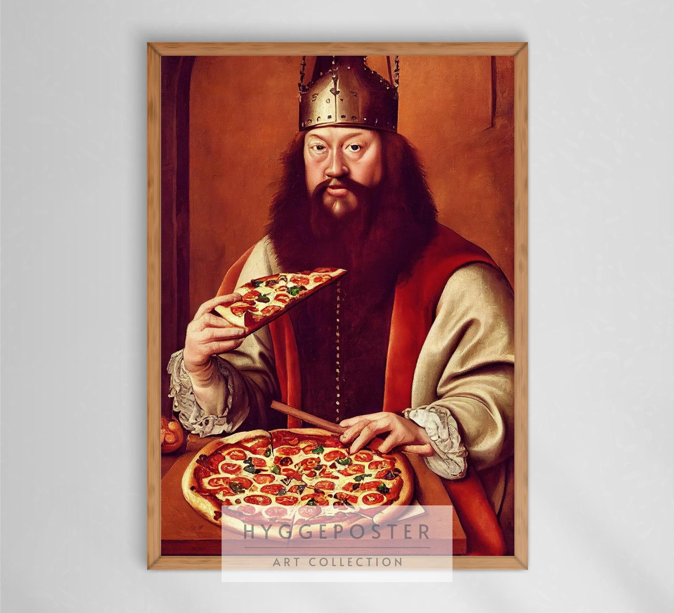 Medival King Eating Pizza, Medival Portrait Funny, Medival King Eating ...