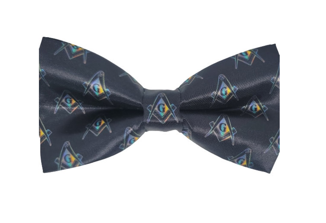 Black Masonic Bow Tie – Freemason Square & Compass Bowtie for Men ...