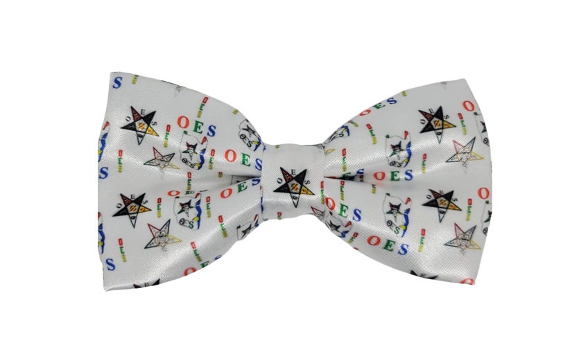 White Eastern Star Bow Tie for Men – Handmade OES Masonic Necktie ...