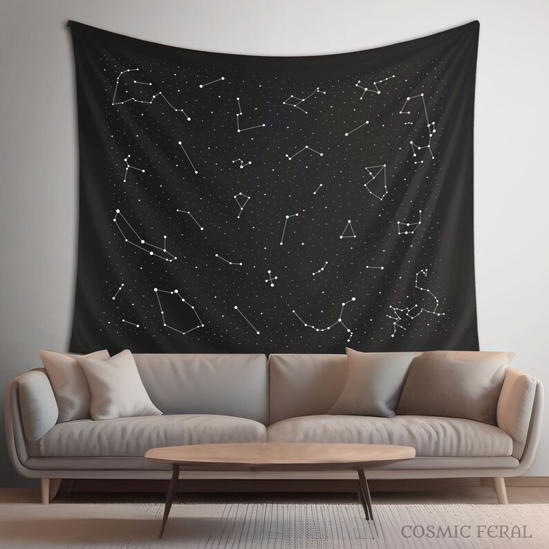 Star Map Constellations Wall Hanging Tapestry Whimsigoth Decor ...