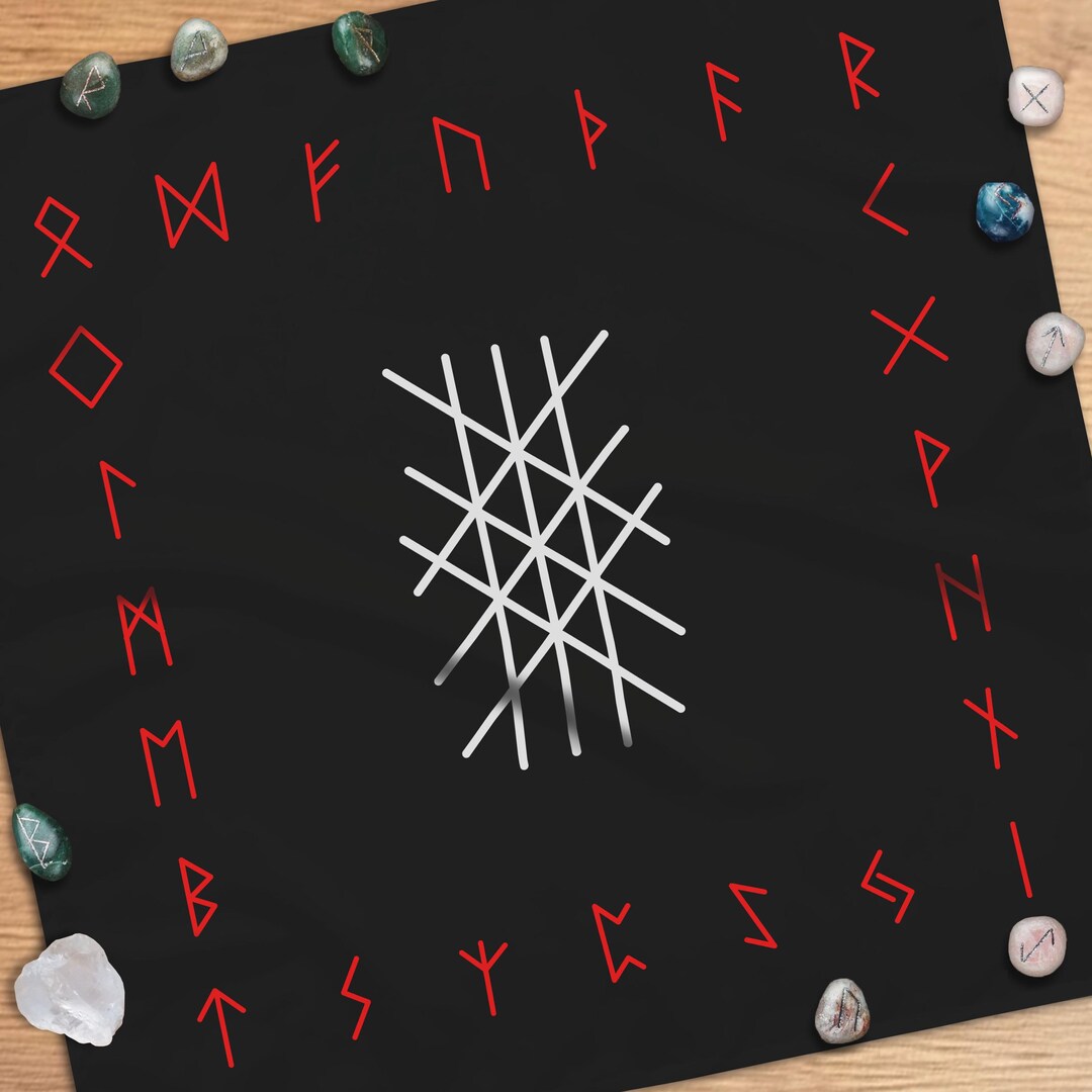 Web of Wyrd Red Runes Altar Cloth Norse Mythology Viking Gifts Pagan ...