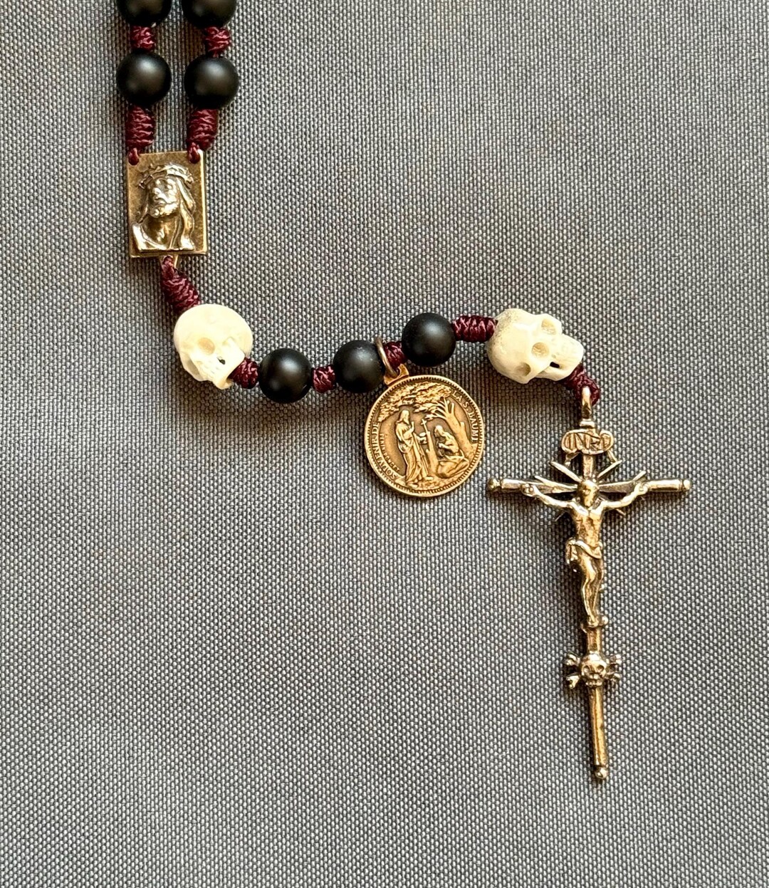 St. Mary Magdalene Memento Mori Rosary - Solid Bronze / Skull Rosary ...