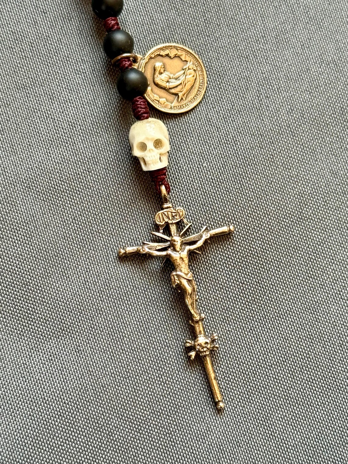 St. Mary Magdalene Memento Mori Rosary - Solid Bronze / Skull Rosary ...