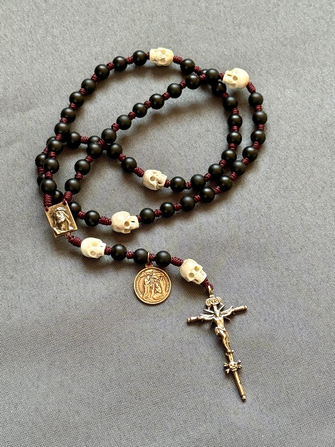 St. Mary Magdalene Memento Mori Rosary - Solid Bronze / Skull Rosary ...