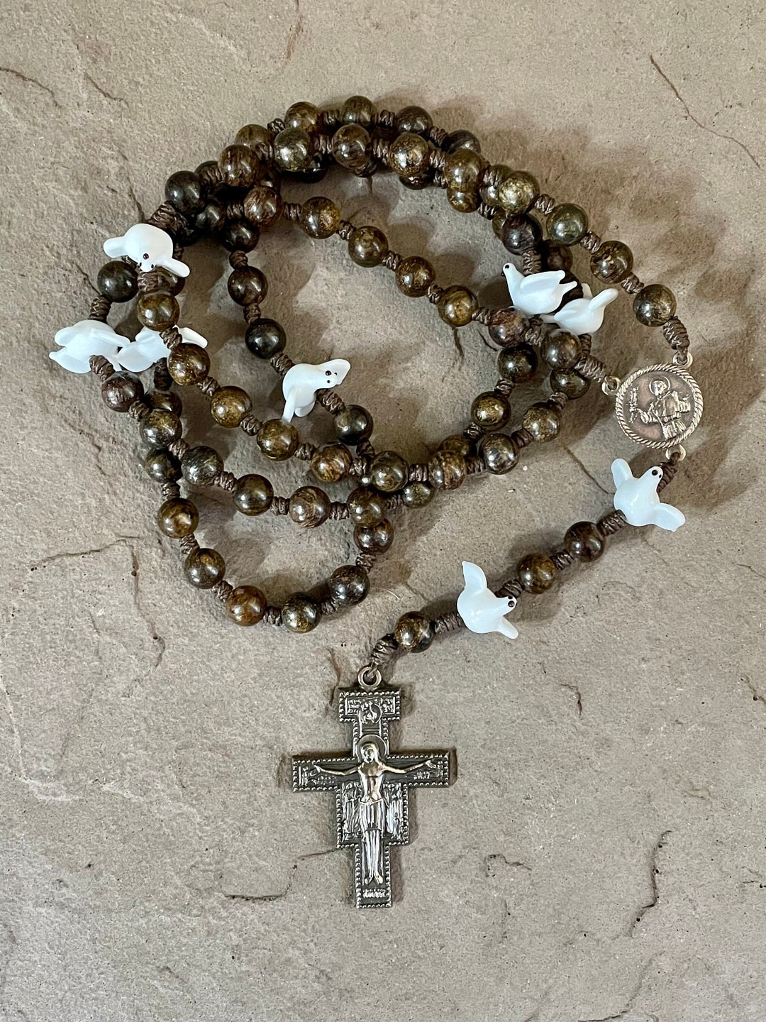 Franciscan Crown Rosary - Solid Bronze (7 Decades) Rosary / Handmade ...