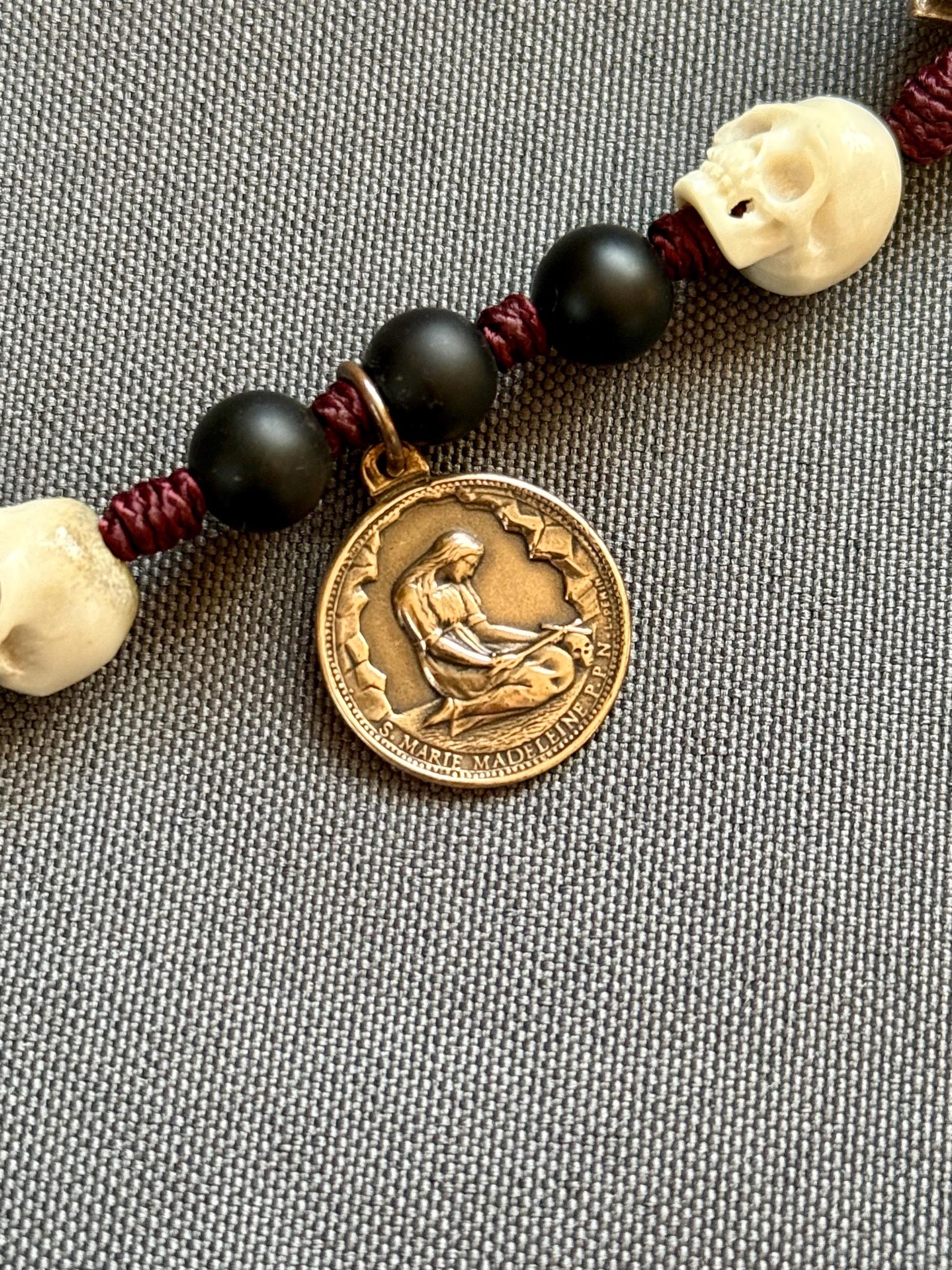 St. Mary Magdalene Memento Mori Rosary - Solid Bronze / Skull Rosary ...