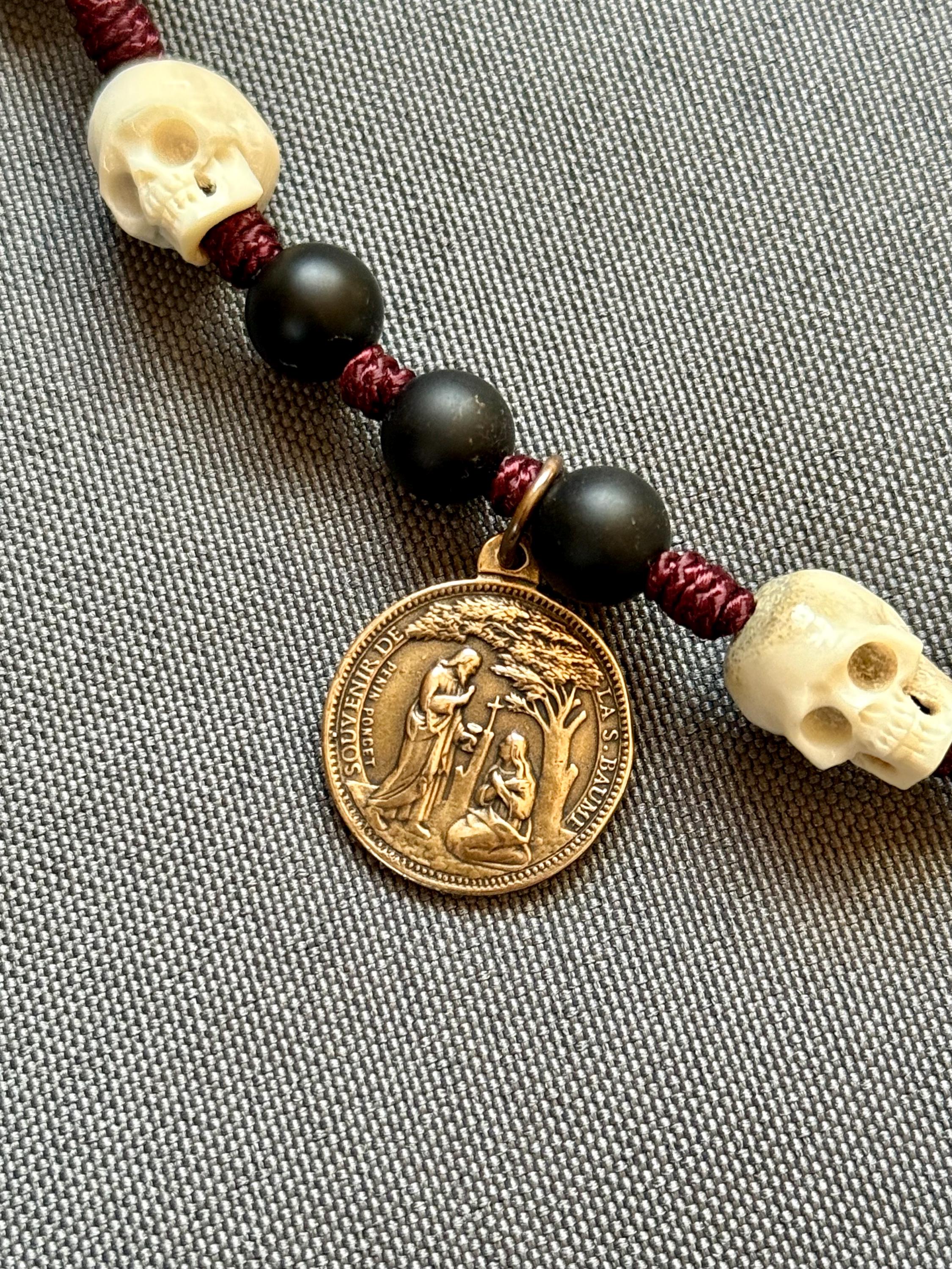 St. Mary Magdalene Memento Mori Rosary - Solid Bronze / Skull Rosary ...