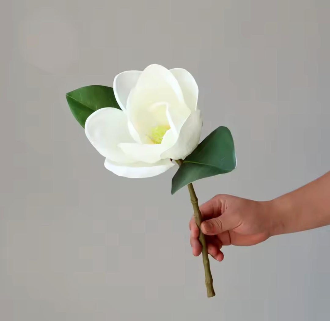 Artificial Magnolia Flower Stem – Real Touch White Magnolia Single Stem ...