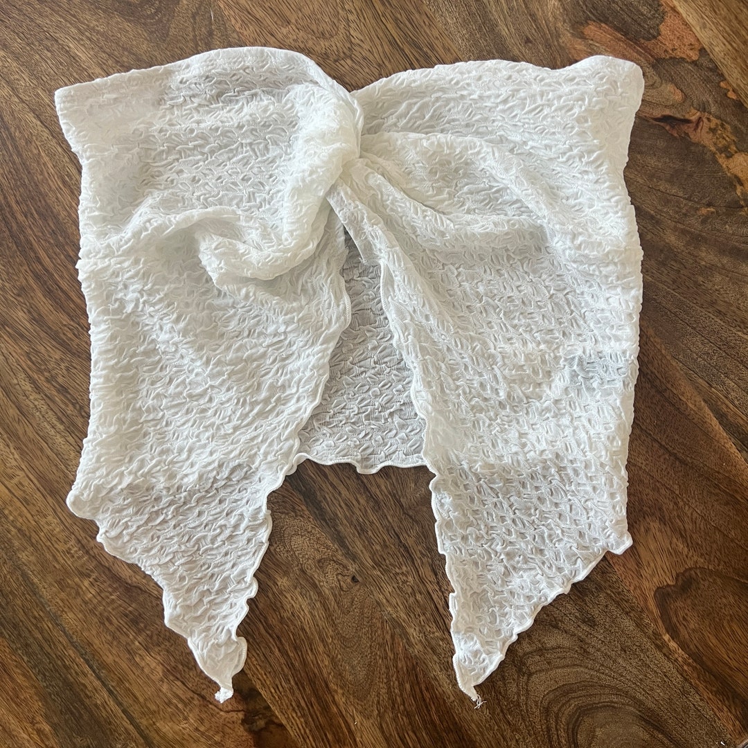 Front Twist Textured Tube Top, White Semi Sheer / Seethrough - Etsy