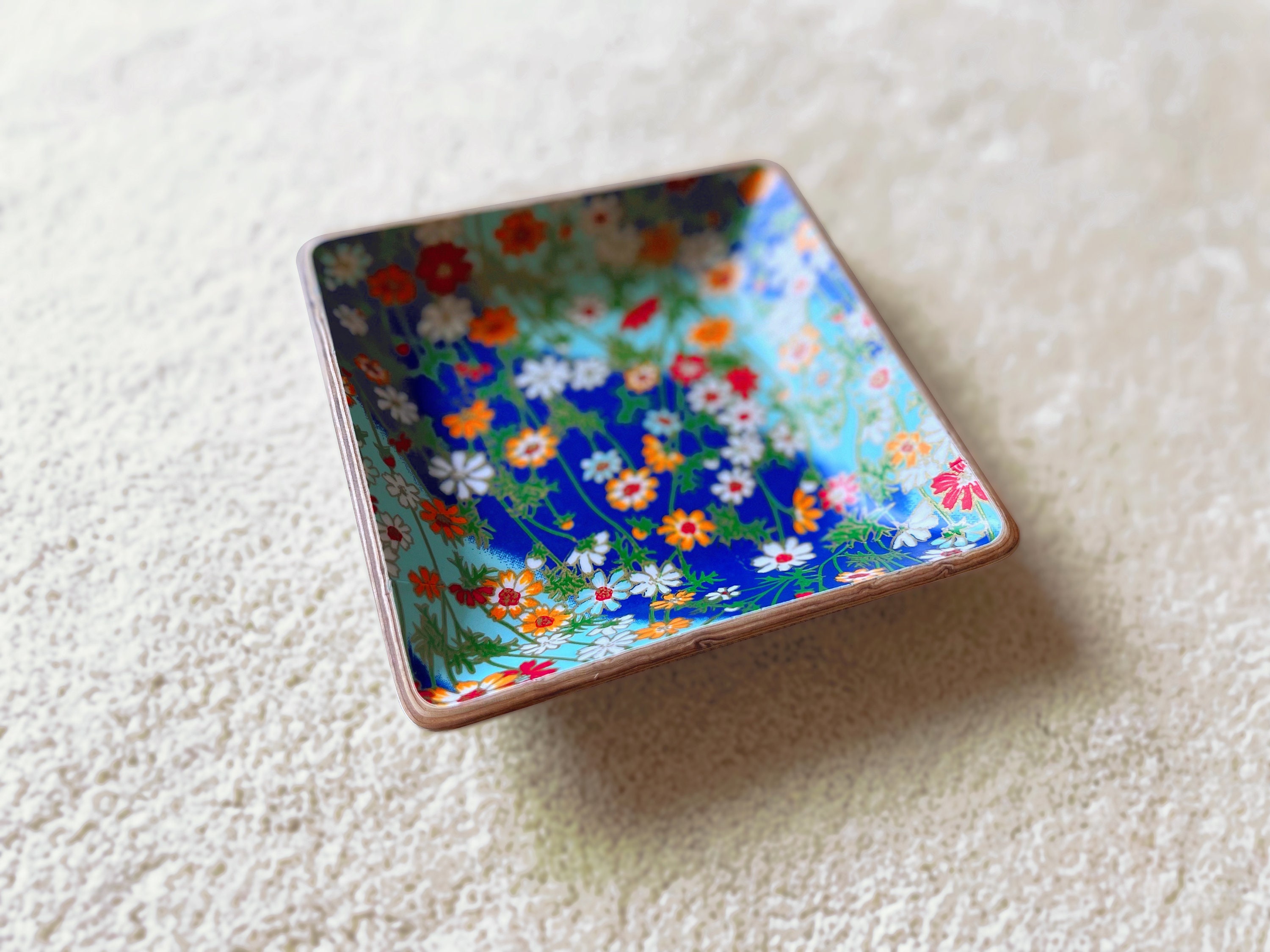 Blue Flower Wooden Square Plate - Etsy