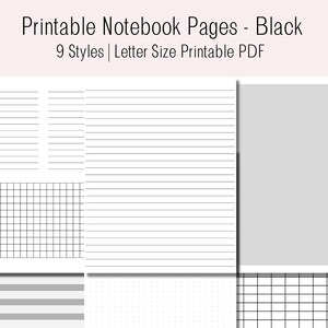 Printable Notebook Paper, 9 Styles, Blue Color, Digital Pdf - Etsy