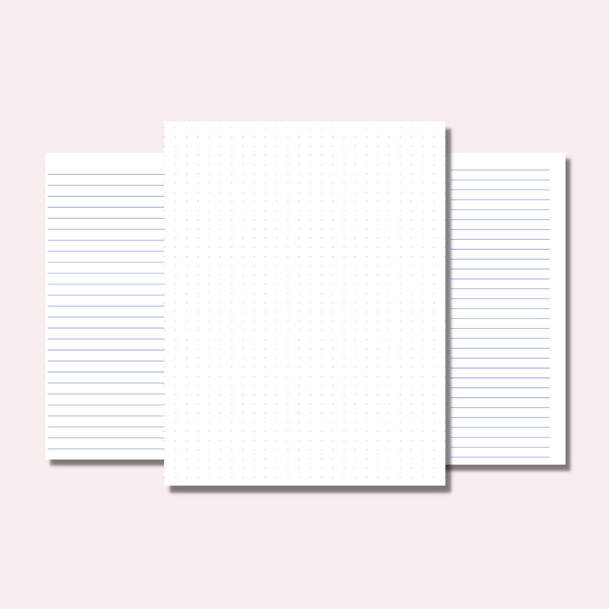 Printable Notebook Paper, 9 Styles, Blue Color, Digital Pdf - Etsy